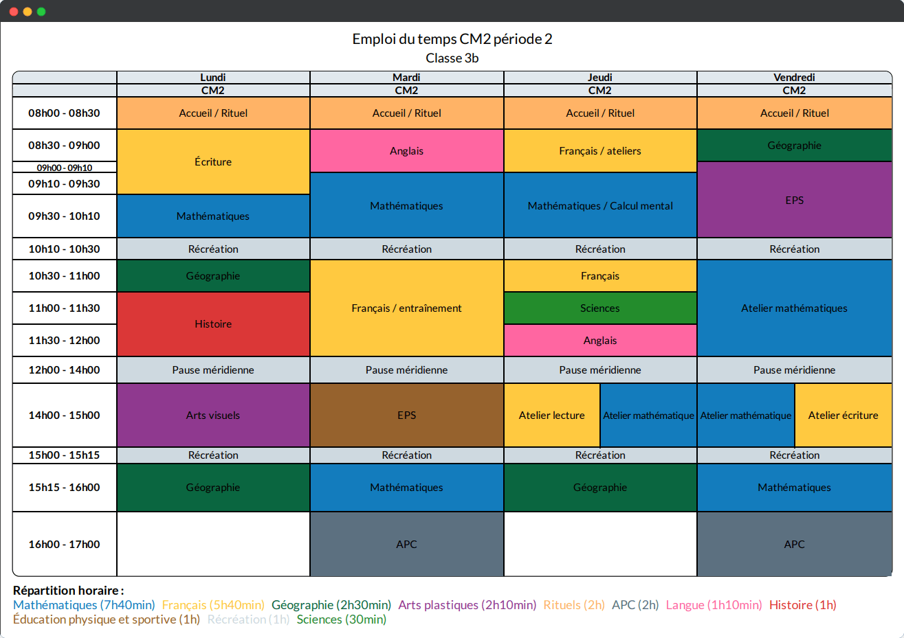 Créez votre emploi du temps en ligne gratuitement - Teetsh